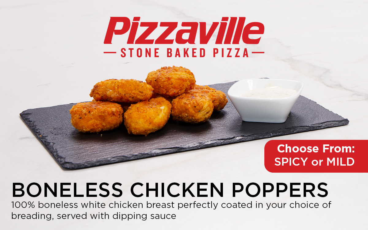 Pizzaville: 8 FREE Wings or Poppers | Funclips
